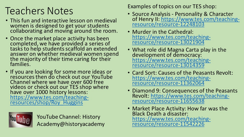 Market Place Activity - What Different Roles did Women Play in Medieval ...