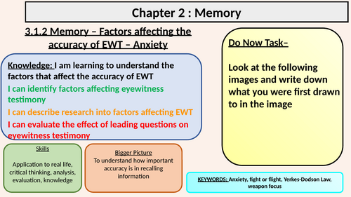 AQA A Level Psychology - Memory - Factors affecting eye witness ...