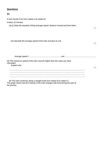 Edexcel IGCSE Physics - Forces and Motion - Complete set of resources ...