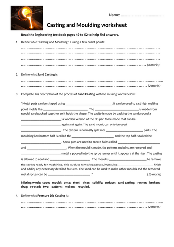 Engineering GCSE AQA - Casting & Moulding | Teaching Resources