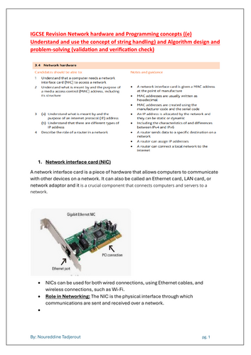 Igcse Revision Network Hardware And Programming Concepts And Algorithm 4712