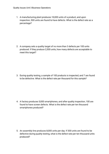 GCSE Business Operations Numeracy Question Bank with Answers | Teaching ...