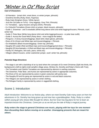 Winter in Oz - KS1 or KS2 Play Script (Nativity/Christmas Performance ...