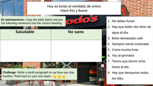 Healthy lifestyle - la salud lesson 2 | Teaching Resources