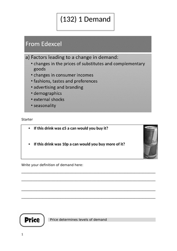 Theme 1 Marketing and people EDEXCEL IA Level Business Unit 4 Demand ...
