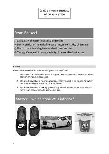 Theme 1 Marketing and people EDEXCEL IA Level Business Unit 8 Income ...