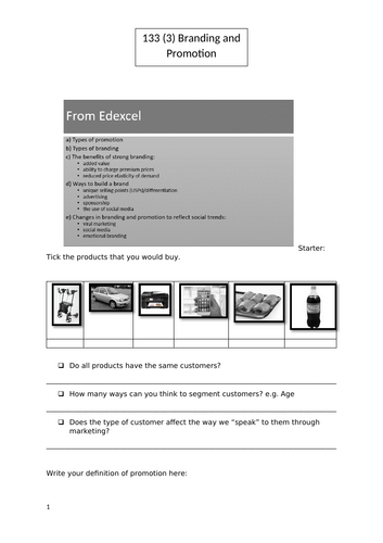 Theme 1 Marketing and people EDEXCEL IA Level Business Unit 11 ...
