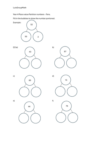 Y4 Place value Partition numbers Tens | Teaching Resources Y4 Place value Partition numbers Tens | Teaching Resources