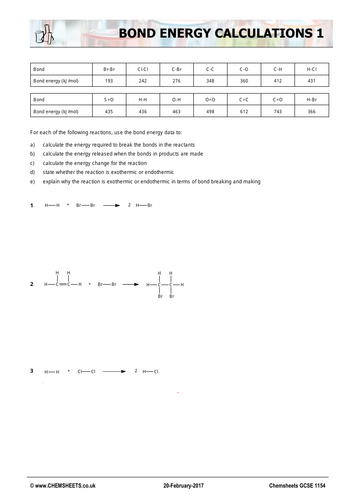C7.4. Bond Energy Calculations | Teaching Resources