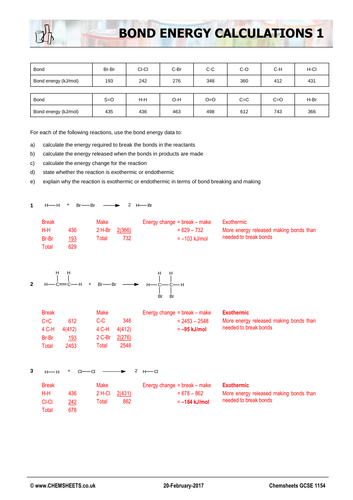 C7.4. Bond Energy Calculations | Teaching Resources