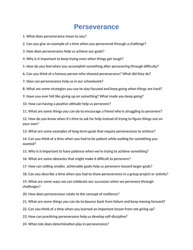 Let's learn about Perseverance : 60 Assessment Questions With Answers ...