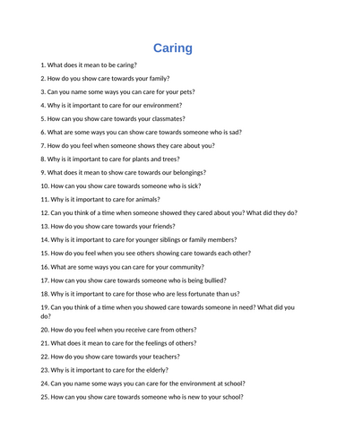 Let's learn about Caring : 60 Assessment Questions With Answers - Quiz ...
