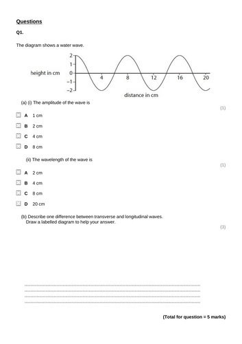 Edexcel IGCSE Physics - Waves - Complete set of resources | Teaching Resources
