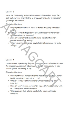 GCSE / IGCSE 9-1 TEEN MENTAL HEALTH - COMP. - DISCUSSION - CREATIVE ...