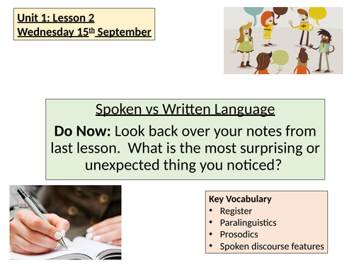 A Level English Language Spoken Discourse FULL Unit AQA Paper 1 ...