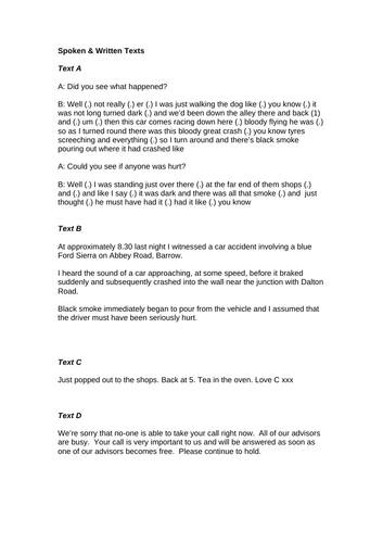 A Level English Language Spoken Discourse FULL Unit AQA Paper 1 ...