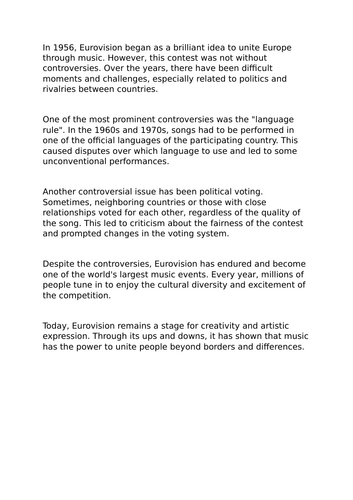 Eurovision: Spanish Cloze Worksheet, Differentiated x 4 | Teaching ...