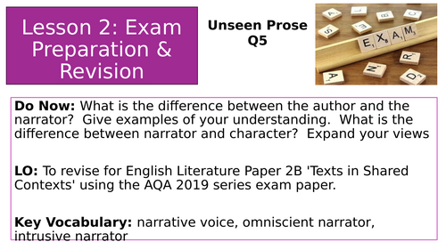 A Level English Literature AQA Spec A Unseen Prose Paper 2 | Teaching ...