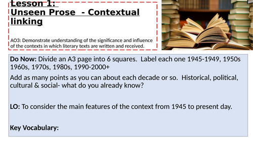 A Level English Literature AQA Spec A Unseen Prose Paper 2 | Teaching ...