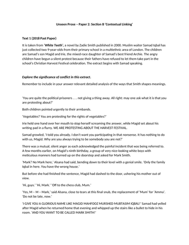 A Level English Literature AQA Spec A Unseen Prose Paper 2 | Teaching ...