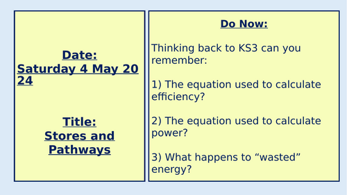 Stores and Pathways - Complete Lesson | Teaching Resources