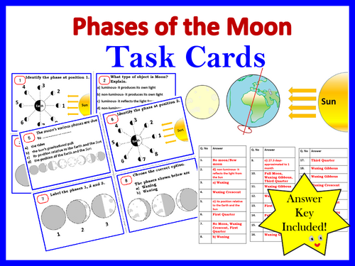 Phases of the Moon- Task Cards | Teaching Resources