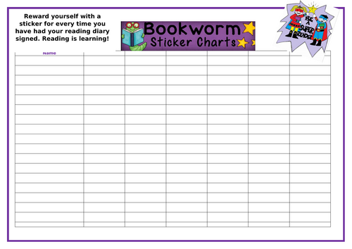 Reading Sticker chart | Teaching Resources