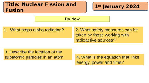 KS4 Nuclear Fission and Fusion Lesson PPT | Teaching Resources