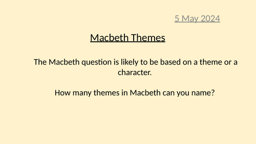 Macbeth Predicted Questions and Themes | Teaching Resources