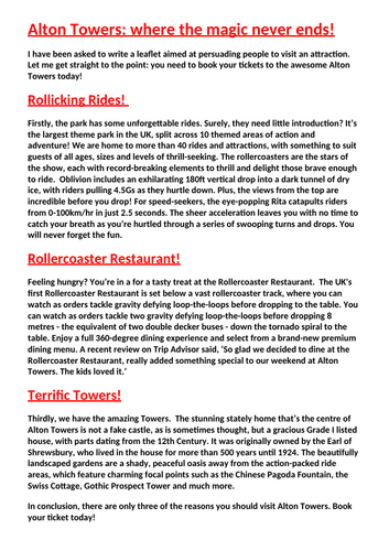 Writing a fantastic LEAFLET - GCSE English Language | Teaching Resources