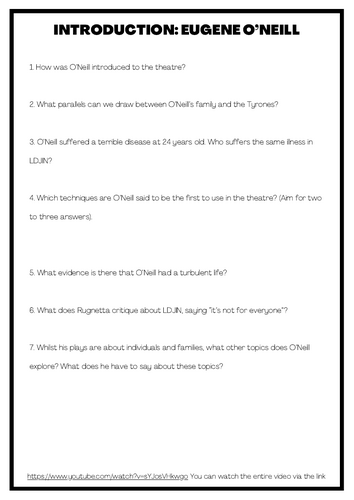 Long Day's Journey Into Night | Lesson One | Drama Analysis | Eugene O ...