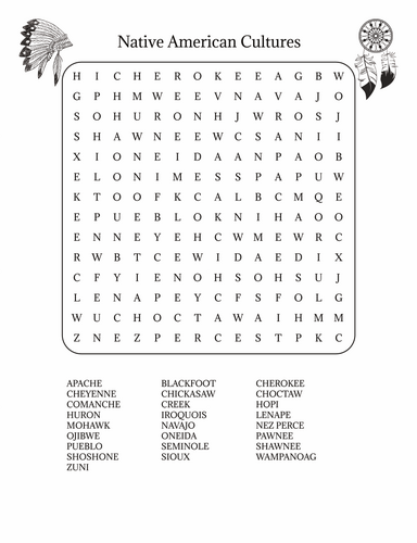 Exploring Native American Cultures - Pre-Colonial Word Search Puzzle ...