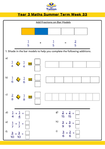 Year 3 - Adding Fractions | Teaching Resources