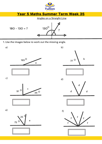 Year 5 - Angles on a Straight Line and Around a Point | Teaching Resources