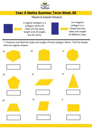 Year 5 - Regular and Irregular Polygons | Teaching Resources
