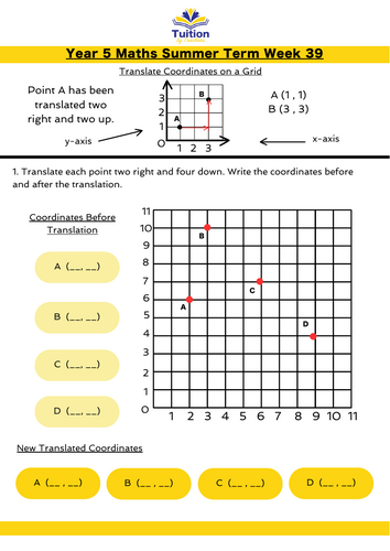 Year 5- Position and Direction - Translate Coordinates and Reflect ...