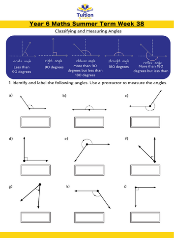 Year 6 - Angles - Classifying, Measuring and Drawing | Teaching Resources