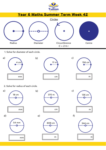 Year 6 - Circles- Circumference, Diameter and Radius | Teaching Resources