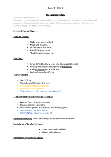 Edexcel GCSE RE Paper 1 Revision - Catholic Christianity | Teaching ...