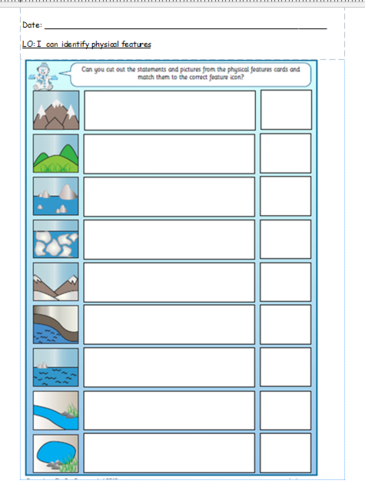 Physical and human features cut and stick activity. | Teaching Resources