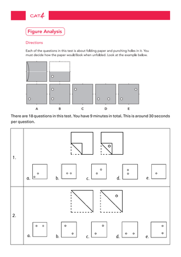 CAT4 Spatial Ability: Figure Analysis Practice Paper | Teaching Resources