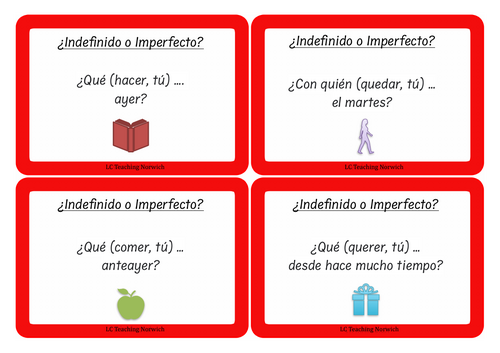 Spanish Speaking cards: Indicativo o Imperfecto | Teaching Resources