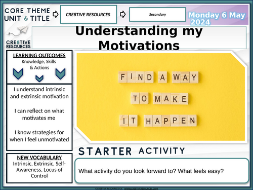 Understanding my Motivations - Careers Lesson | Teaching Resources