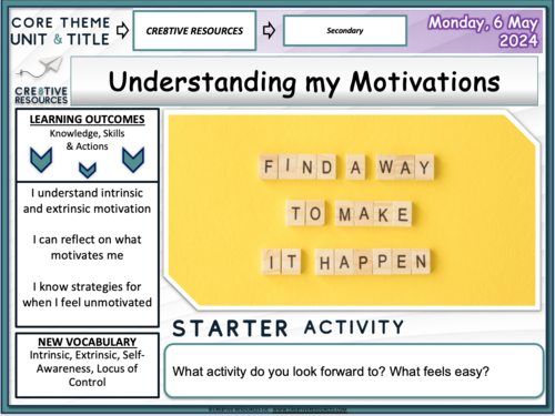Understanding my Motivations - Careers Lesson | Teaching Resources