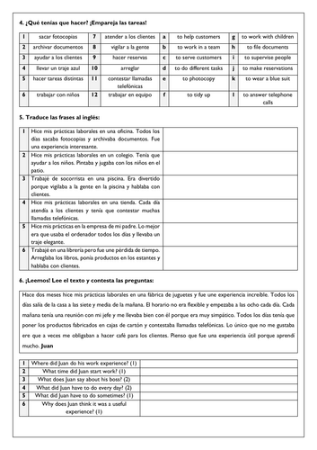 Work Experience Spanish GCSE | Teaching Resources