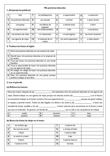 GCSE Spanish Future Plans, Ambitions & Work Experience Bundle ...