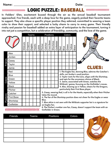 Baseball Logic Puzzle: Sudoku Activities Middle & High School Sub Plans ...