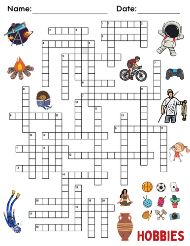 Hobbies: Crossword Puzzle Word Search For Middle & High School Sub ...