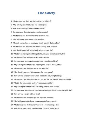 Fire Safety : 60 Assessment Questions With Answers - Quiz / Test ...