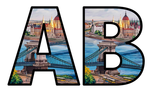 BUDAPEST Europe Capital City Lettering Set Instant Display Colourful ...